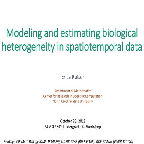 PMED Undergraduate Workshop - Modeling and Estimating Biological ...
