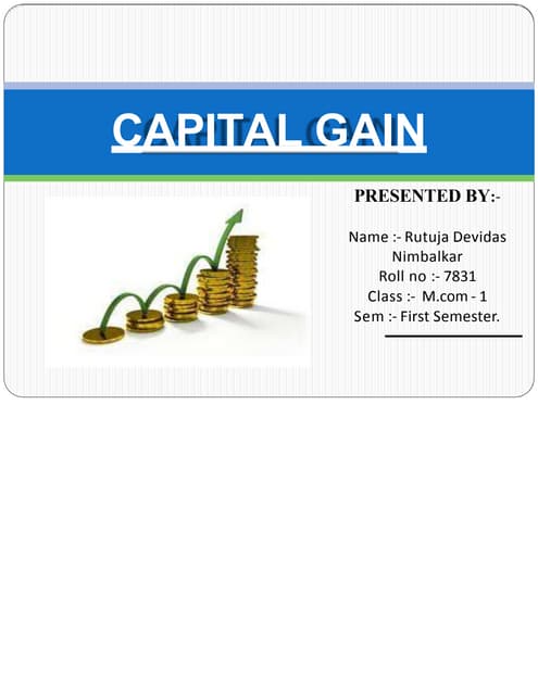 Capital Gain Deduction.pptx | Stocks and Bonds | Personal Investing