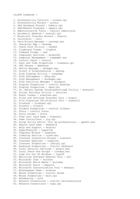 list of run commands | PDF