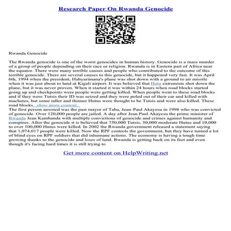 Hotel Rwanda Research Paper | PDF