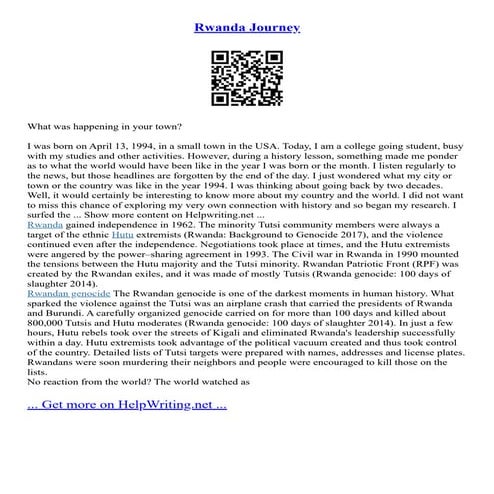 Essay On Hotel Rwanda | PDF