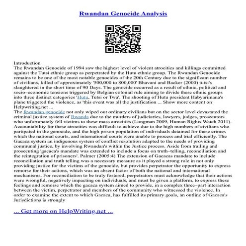 The Rwandan Genocide and the Eight Stages of Genocide | PPTX