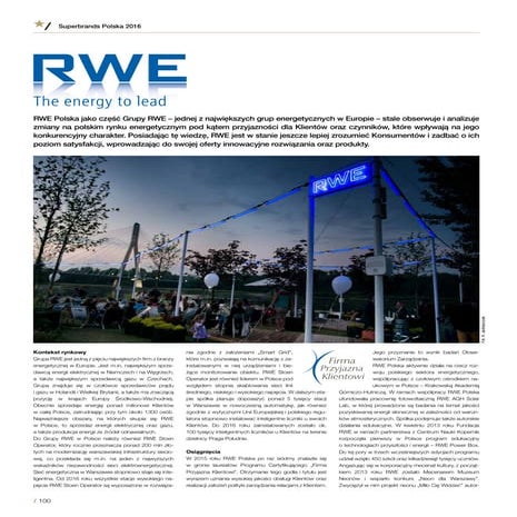 Case study marki RWE Polska z Albumu Superbrands Polska 2016 | PDF