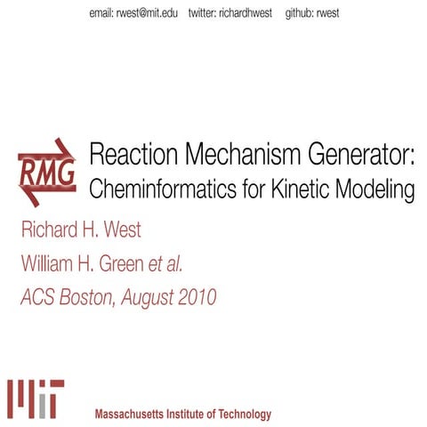 Reaction Mechanism Generator: Cheminformatics for Kinetic Modeling | PDF