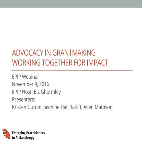Webinar - Advocacy in Grantmaking - working together for impact | PPT