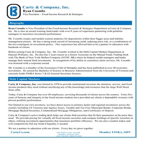 Ryan Coombs Biography | PDF