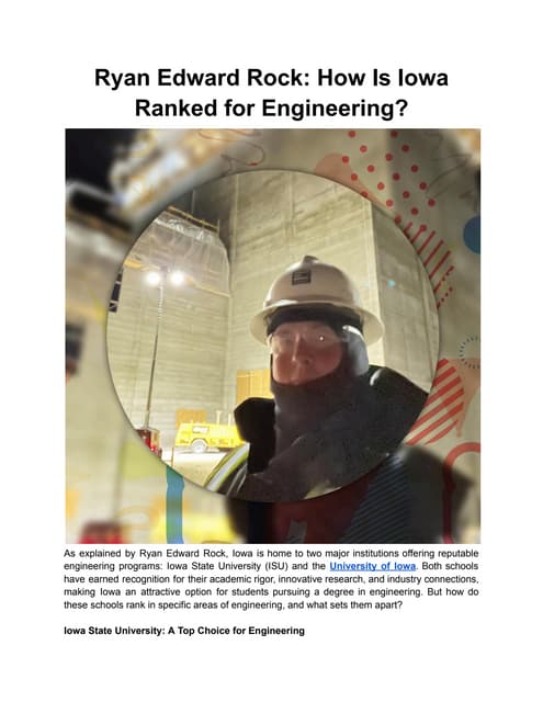 Ryan Edward Rock_ Is Iowa State University Esteemed for Its Engineering ...