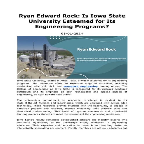 Ryan Edward Rock_ Is Iowa State University Esteemed for Its Engineering ...