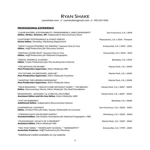 Ryan shake resume_2020 | PDF