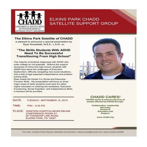 Ryan Wexelblatt CHADD Flyer | PDF