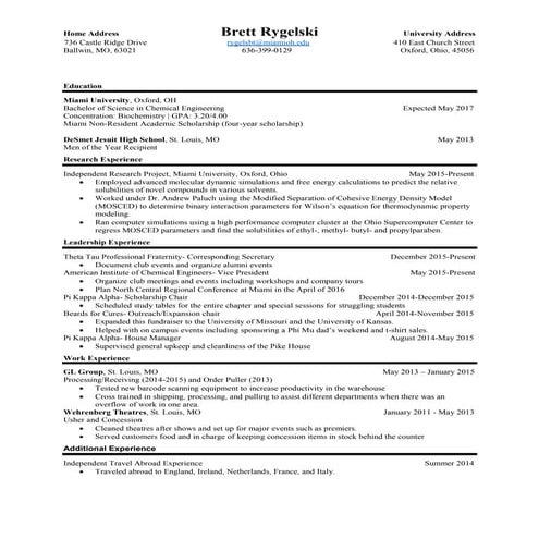 Rygelski, brett resume | PDF