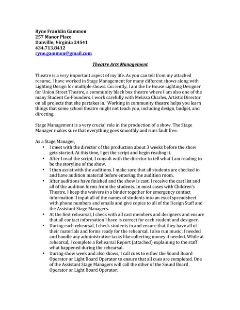 Stage manager’s responsibilities | PDF