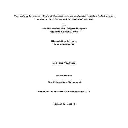 Technology Innovation Project Management- an exploratory study of what ...