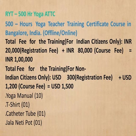 RYT – 500 Hr Yoga ATTC multistyle yoga - hatha , vinyasa, yin , restorative and yoga therapy | PPT