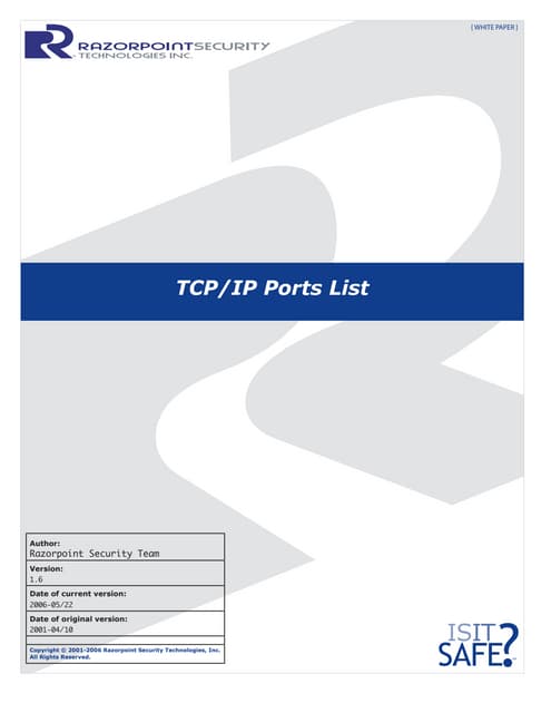 Port numbers | PDF