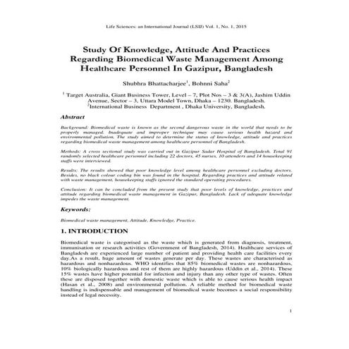 Study Of Knowledge, Attitude And Practices Regarding Biomedical Waste Management Among ...