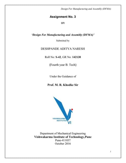 Design for manufacturing and assembly | PDF