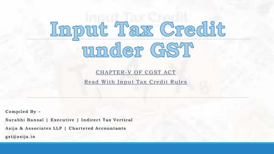 Gst input tax credit ppt | PPT