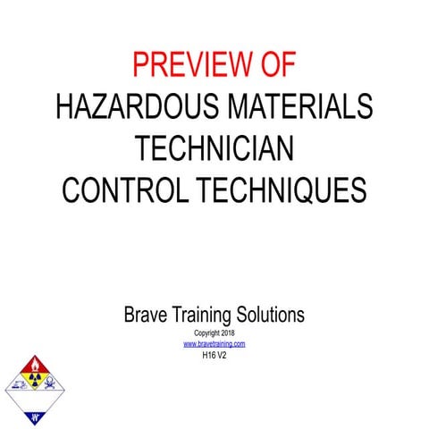 HAZMAT TECHNICIAN INCIDENT CONTROL TECHNIQUES NFPA COMPLIANT | PPT