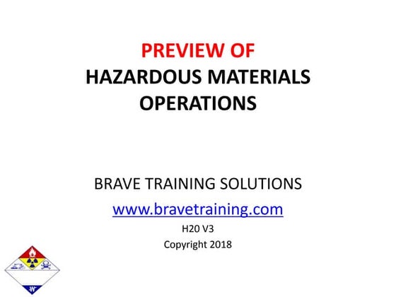 FIRST RESPONDER HAZMAT AWARENESS POWERPOINT TRAINING PRESENTATION | PPT