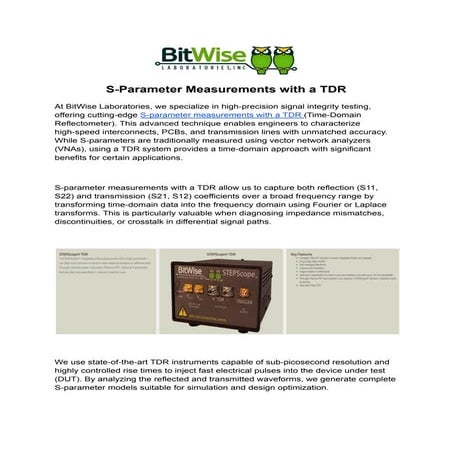 S-Parameter Measurements with a TDR – BitWise Laboratories | PDF