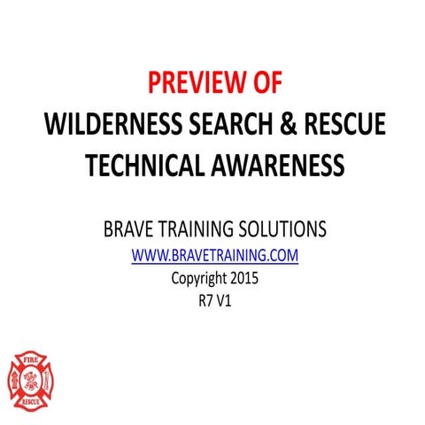 WILDERNESS SEARCH & RESCUE AWARENESS NFPA CPMPLIANT | PPTX