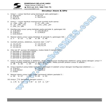 soal struktur atom dan sistem periodik | PDF