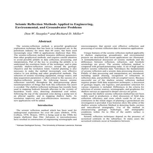 Seismic Reflection for Engineering Problems | PDF