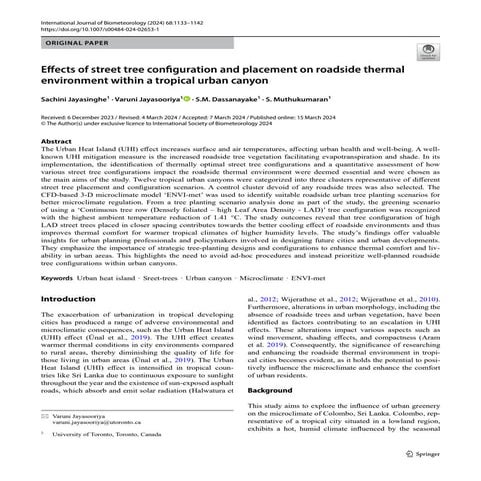 Street tree Configuration on UHI Mitigation | PDF