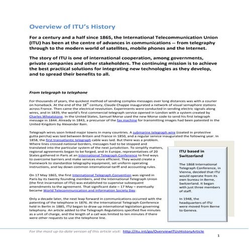 Overview of ITU’s History | PDF