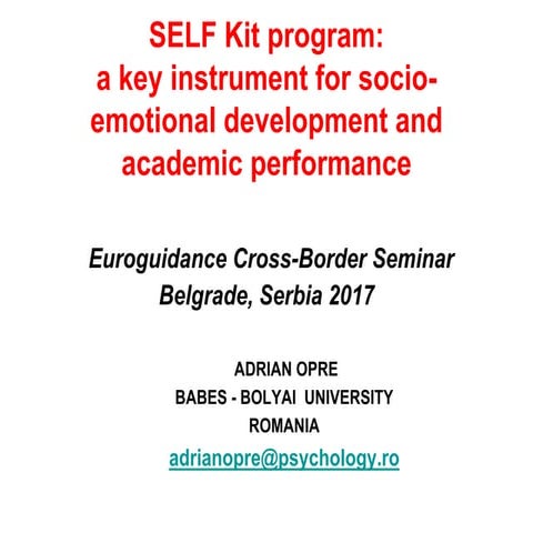 SELF Kit program: a key instrument for socio-emotional development and ...