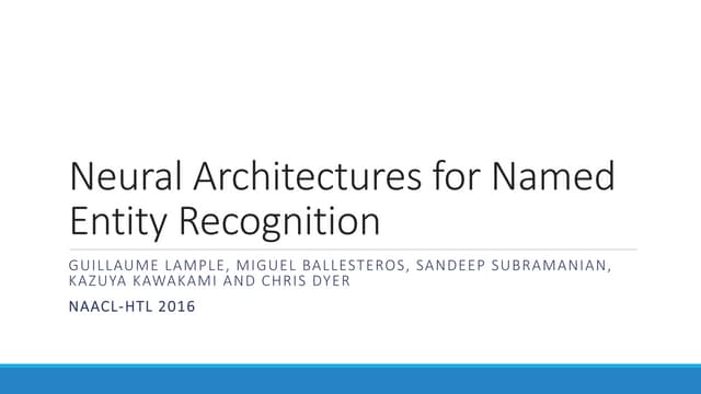 Introduction to Named Entity Recognition | PPTX