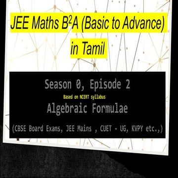 JEE Mathematics B2A in Tamil | Season 0, Episode 2 | Fundamentals of ...