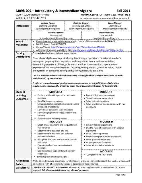 Datasheet NROC Algebra 1: An Open Course | PDF