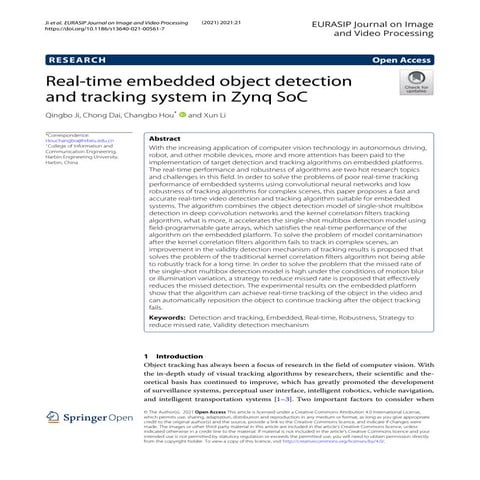 real time embedded objct detection and tracking in zynq soc | PDF