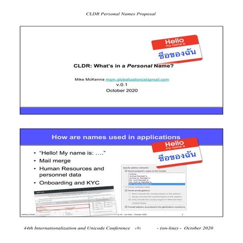 CLDR: What’s in a Personal Name? | PDF
