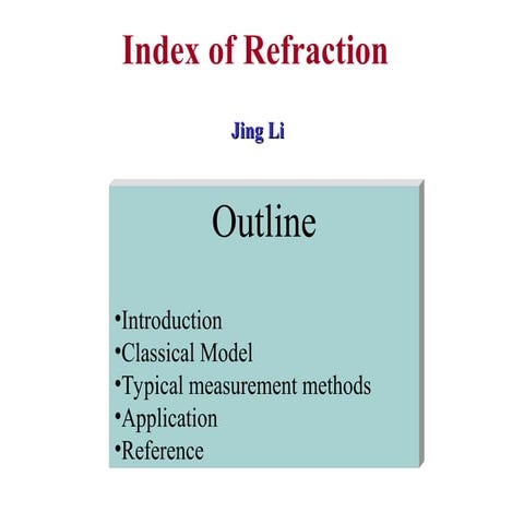 refractive index, propagation and effectsof light | PPT