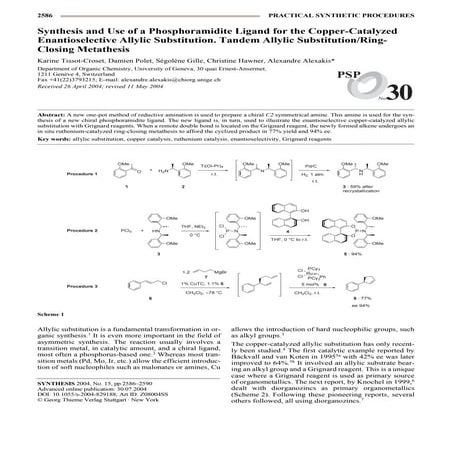 Synthesis and Use of a Phosphoramidite Ligand | PDF
