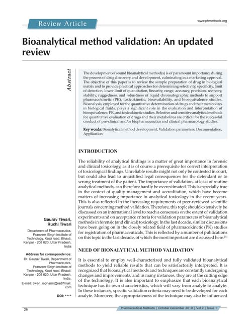 Bioanalytical Method Validation | PDF