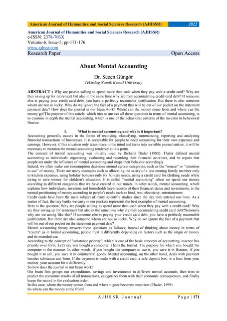 Mental Accounting : Behavioral Finance | PPTX | Business Accounting ...