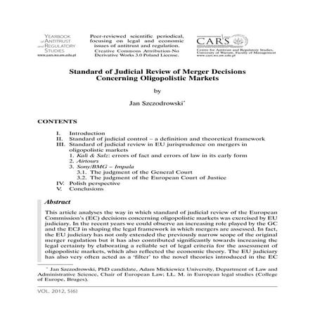 Standard of Judicial Review of Merger Decisions Concerning ...