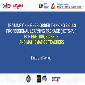 Lower Order of Thinking Skills and HOTS | PPT