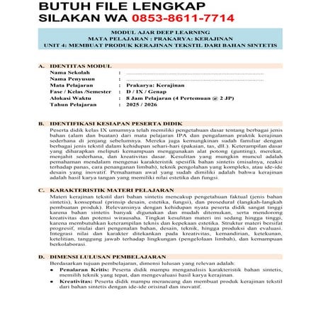 Modul Ajar Deep Learning IPA Kelas 8 Semester 2 Terbaru 2026 | DOCX