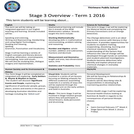 S3 term 1 overview 2016 | PDF