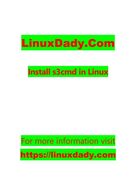 install s3cmd in Linux | PDF install s3cmd in Linux | PDF