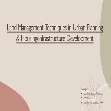 Land Management Techniques in Urban Planning & Housing/Infrastructure ...