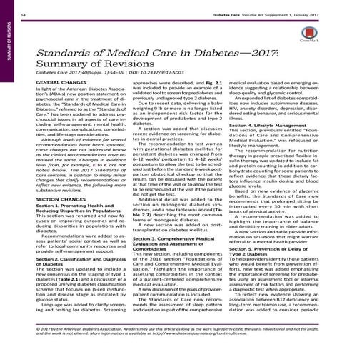 Standards of Medical Care in Diabetes—2017: Summary of Revisions | PDF