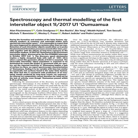 Spectroscopy and thermal modelling of the first interstellar object 1I ...
