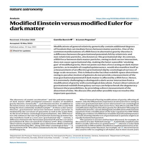 Modified Einstein versus modified Euler for dark matter | PDF