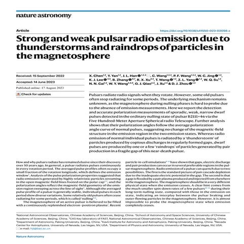 Strong and weak pulsar radio emission due to thunderstorms and ...